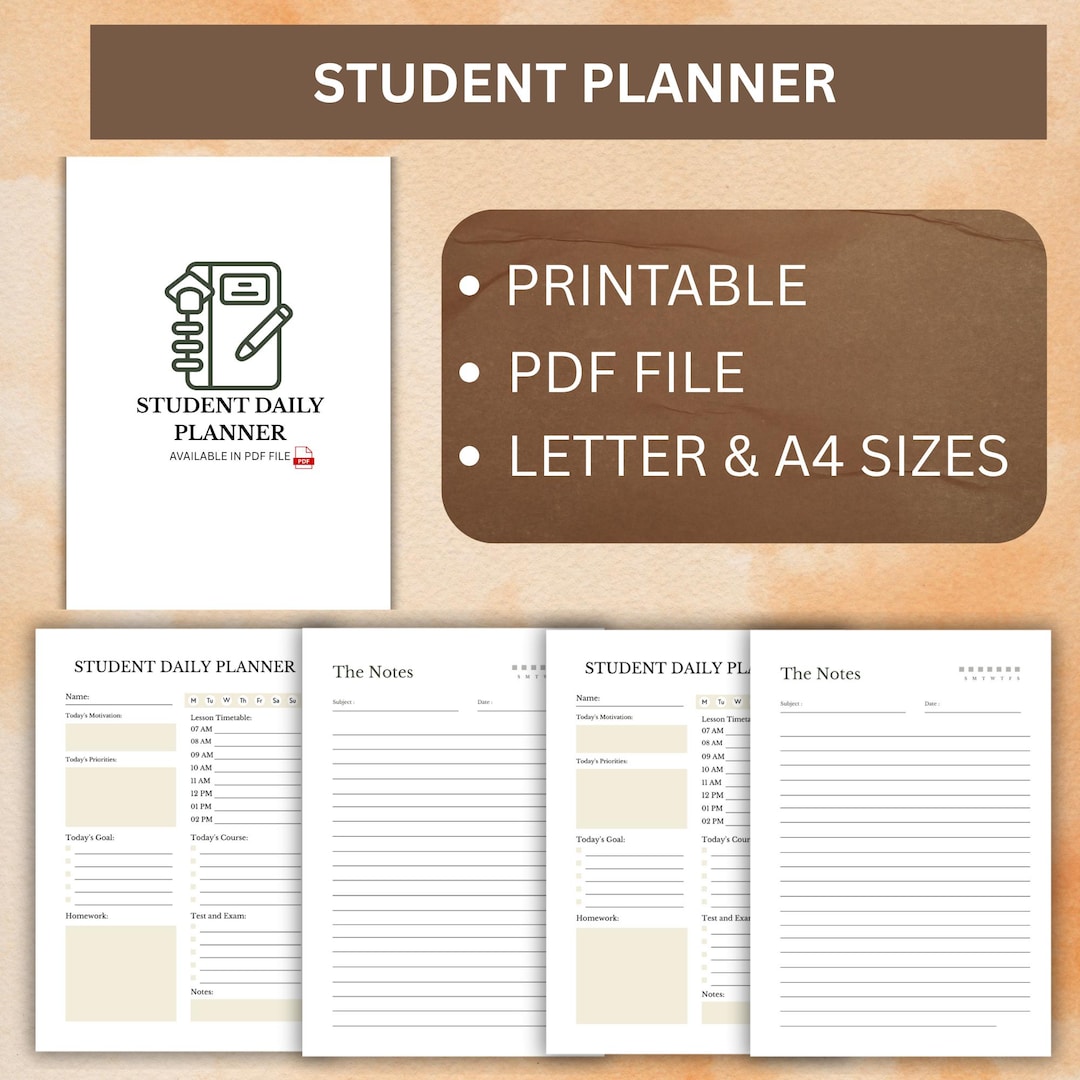 Student Daily Planner Printable, Study Schedule (PDF Download) Instant ...