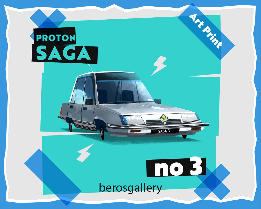 Printable Proton Saga Art Print for Home Decor Car Illustration ...