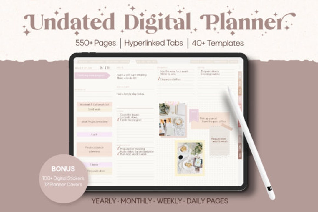Neutral Undated Yearly Digital Planner - Etsy