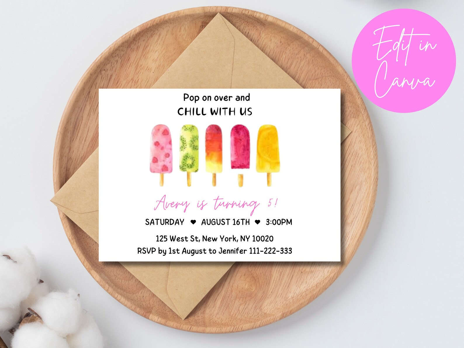 Editable Popsicle Birthday Invitation Popsicle Birthday Invite Summer ...