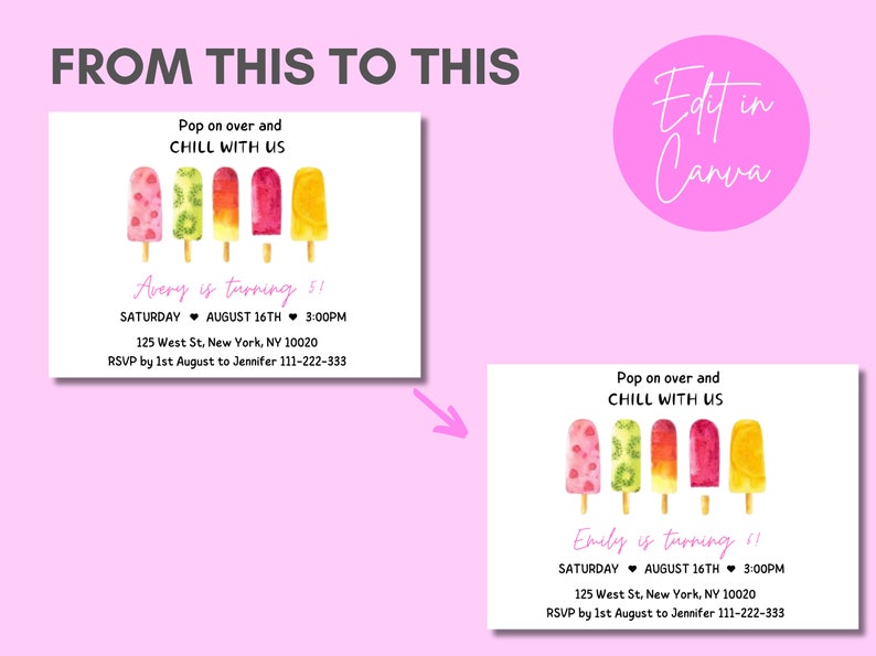 Editable Popsicle Birthday Invitation Popsicle Birthday Invite Summer ...