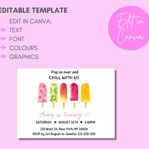 Editable Popsicle Birthday Invitation Popsicle Birthday Invite Summer ...