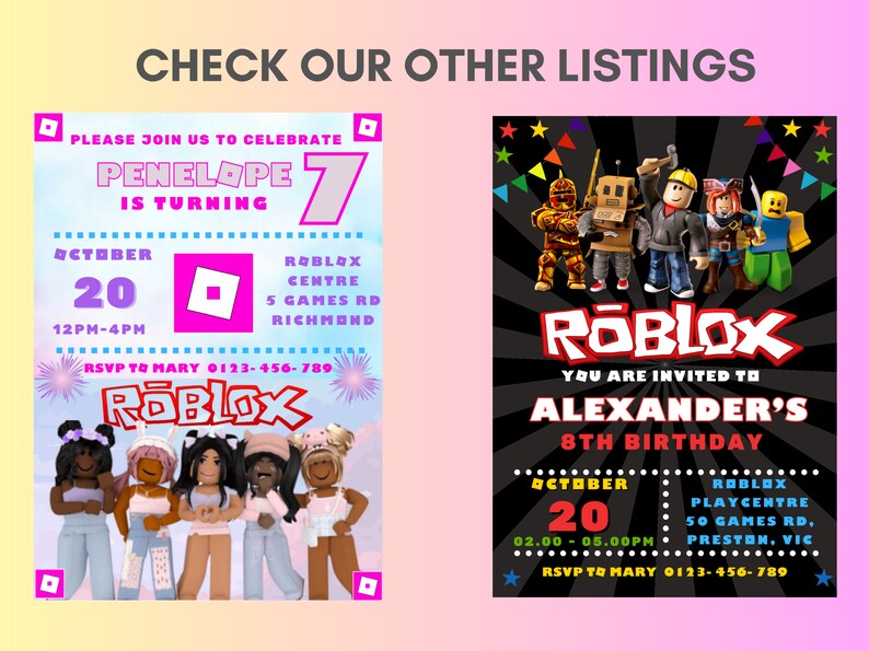 Roblox Girl Birthday Party Invitation Roblox Invitation Game Girl ...