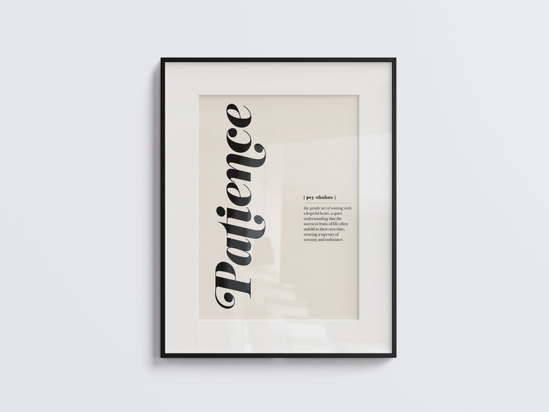 Patience PRINTABLE Wall Art, Patience Definition, Dictionary Print ...