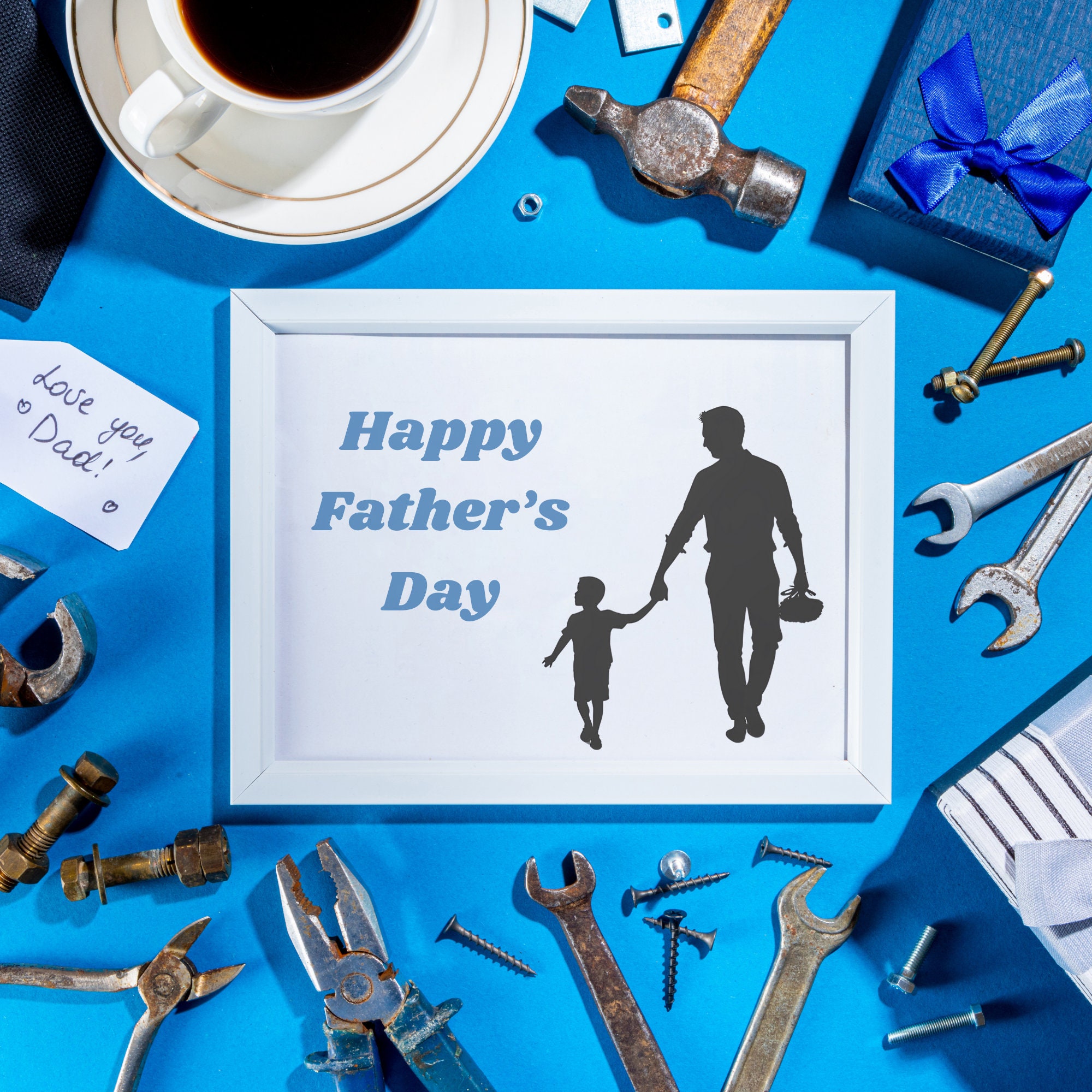 Happy Father's Day Line Art Print Digital Download Design, Retro Father ...