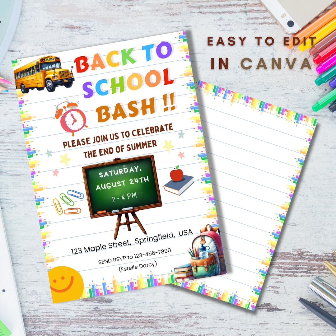 Back to School Invitation, End of Summer Party, Preschool Kindergarten ...
