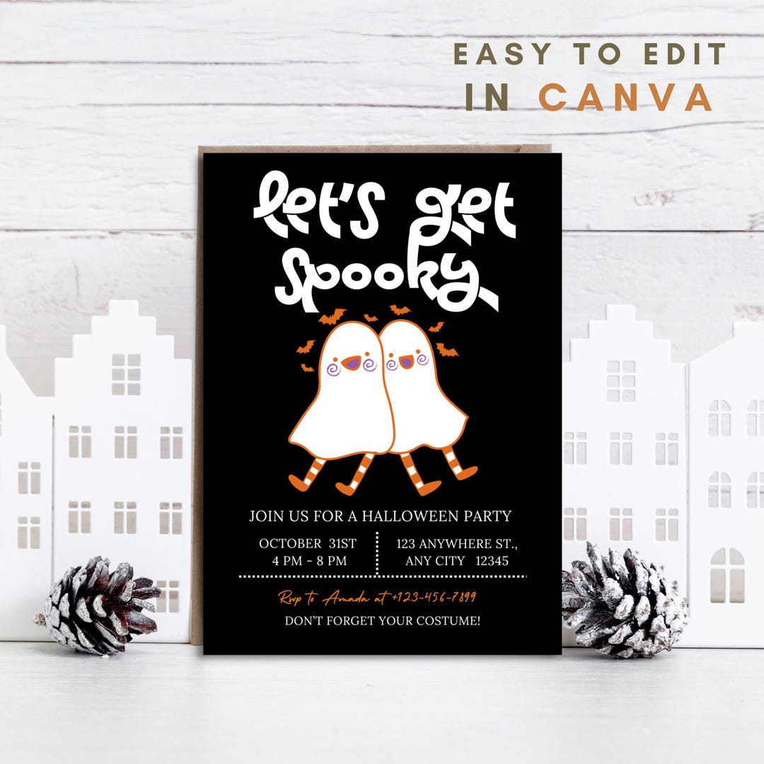 Halloween Party Invitation Let's Get Spooky Invite Editable Template ...