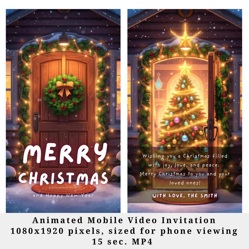 Editable Animated Christmas Card for Mobile: Digital Christmas Video ...