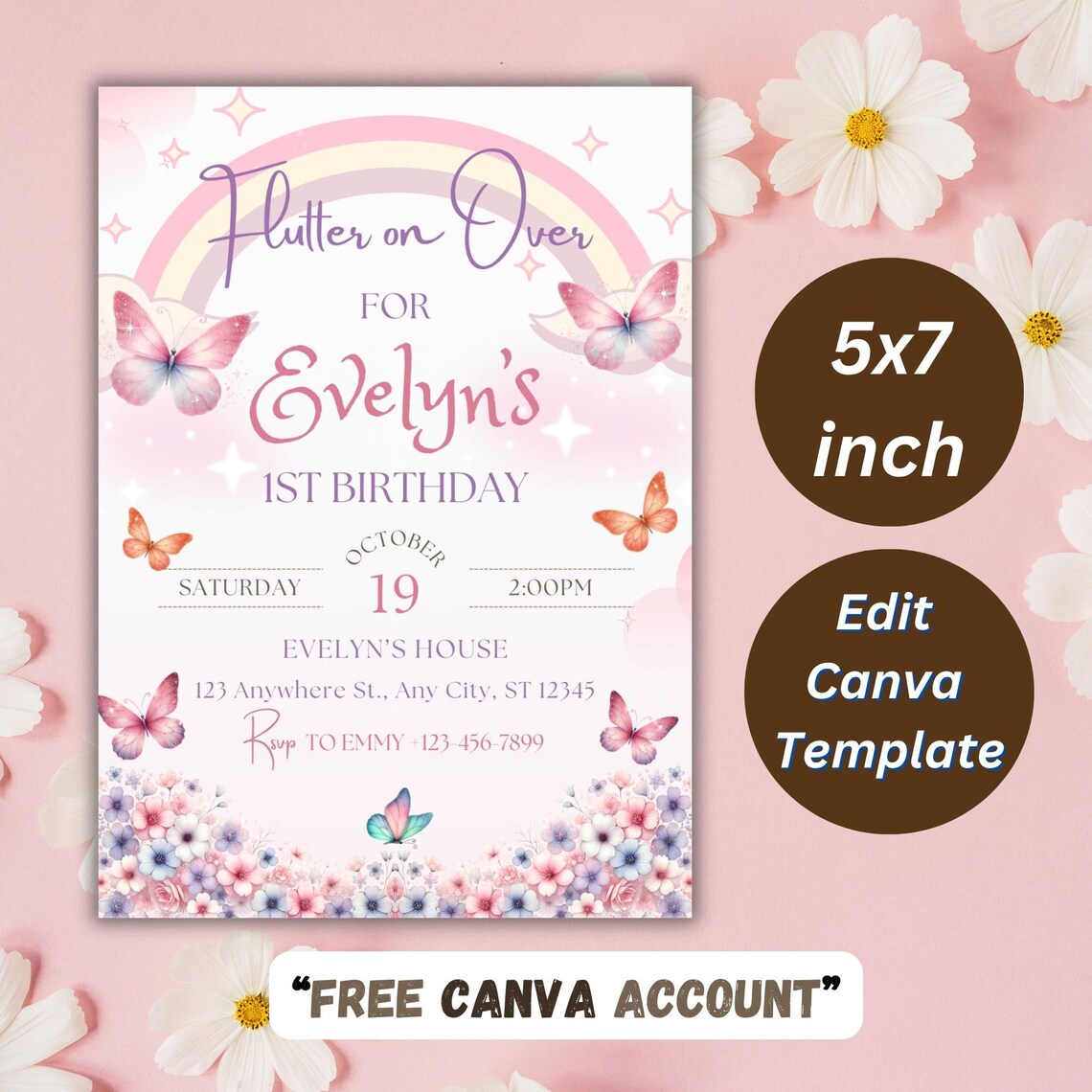 Butterfly Birthday Invitation, Pink Butterfly Party Invite, Butterfly ...