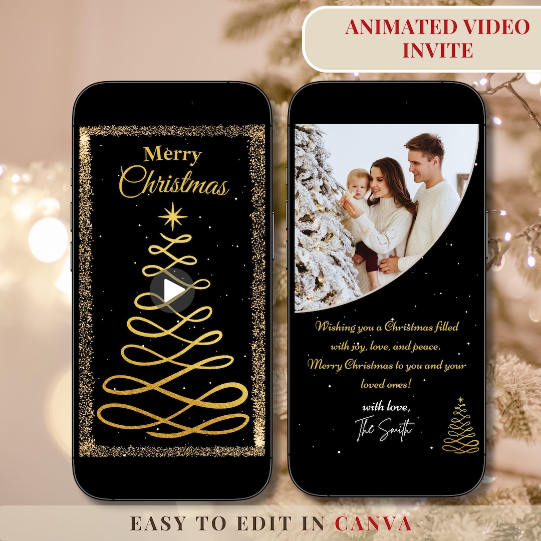 Editable Digital Christmas Card Template, Animated Christmas E-card ...