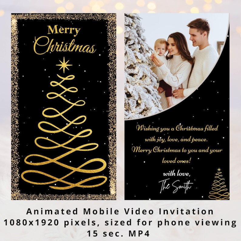 Editable Digital Christmas Card Template, Animated Christmas E-card ...