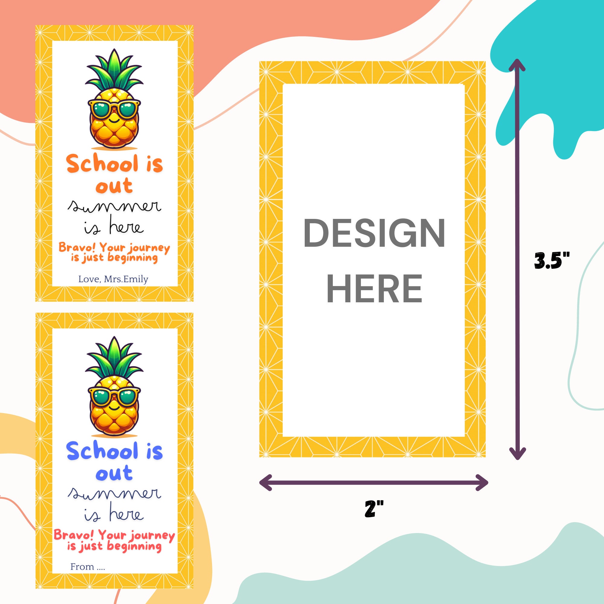 School is Out Summer is Here Tag Thank You Gift Tag Editable Pineapple ...