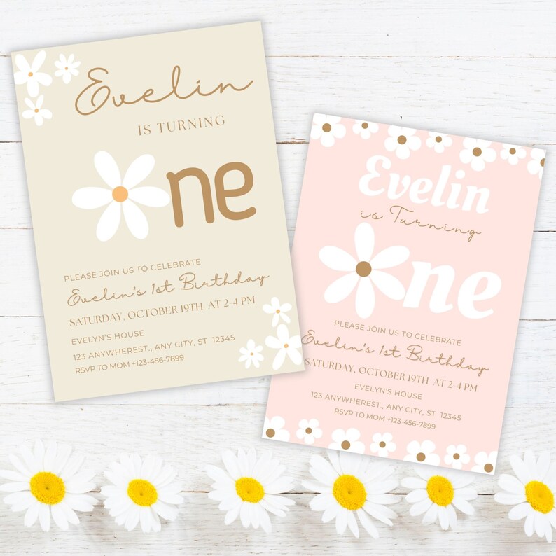 Daisy Birthday Invitation, Daisy First Birthday Girl Invite Boho Daisy ...