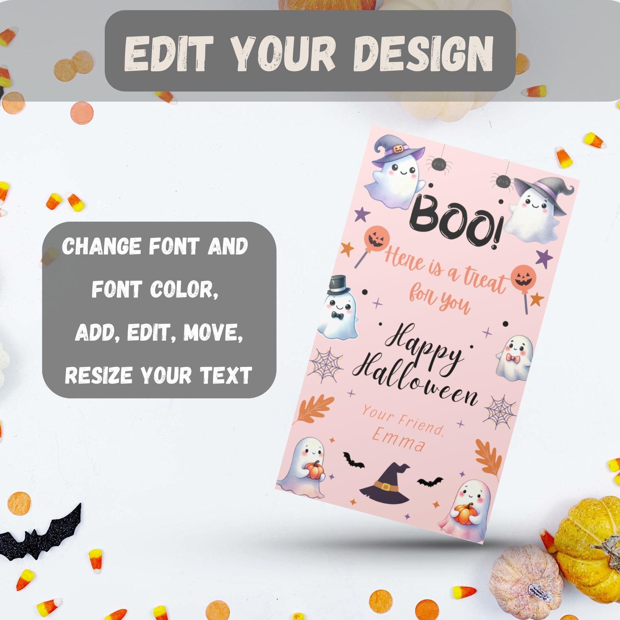 Editable Halloween Favor Tag, Boo Halloween Gift Tag, Halloween Party ...