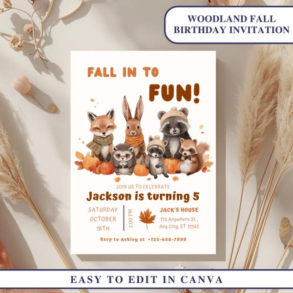 Fall Theme Birthday Invitation - Etsy Canada