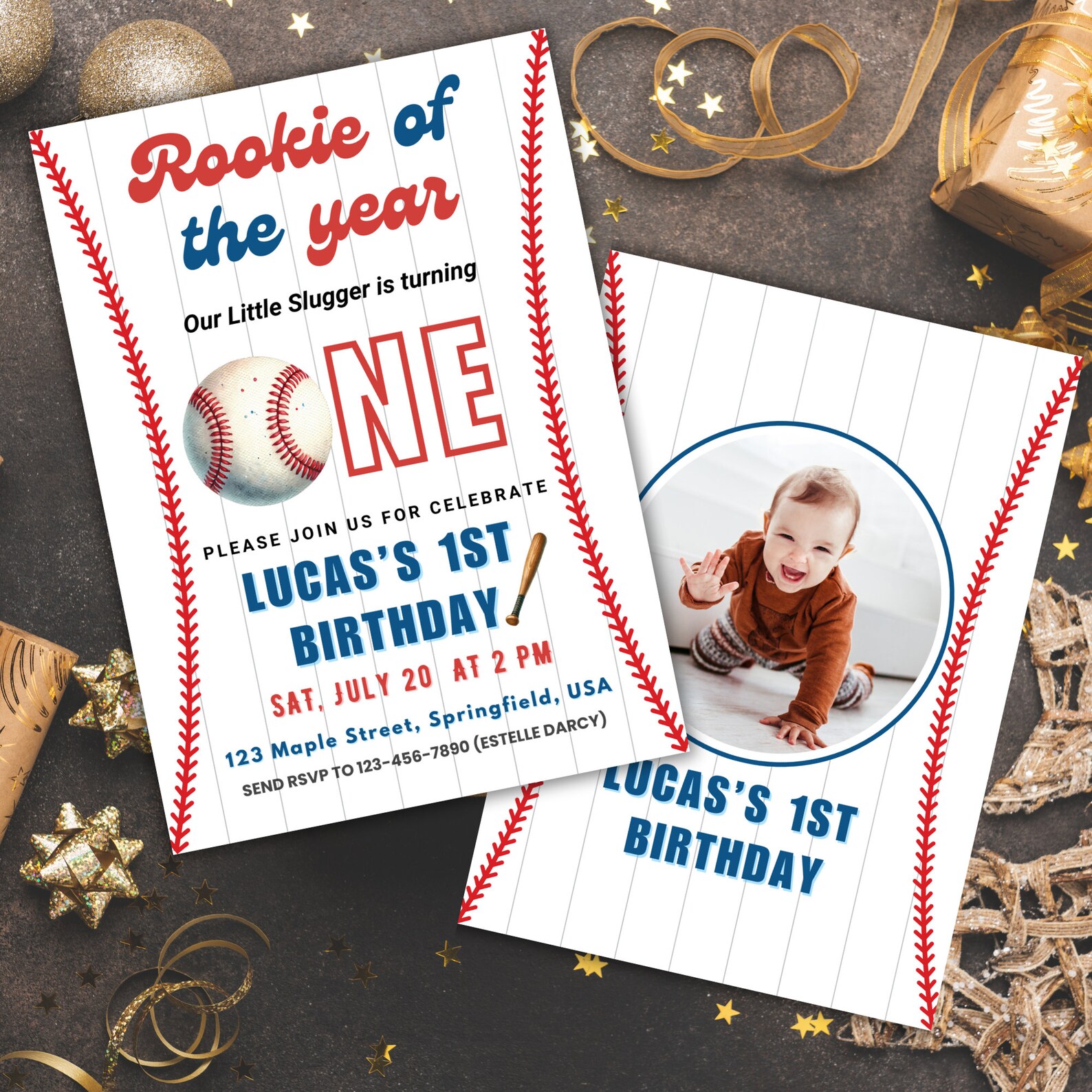 Editable Baseball Birthday Invite, Baseball First Birthday Invite ...