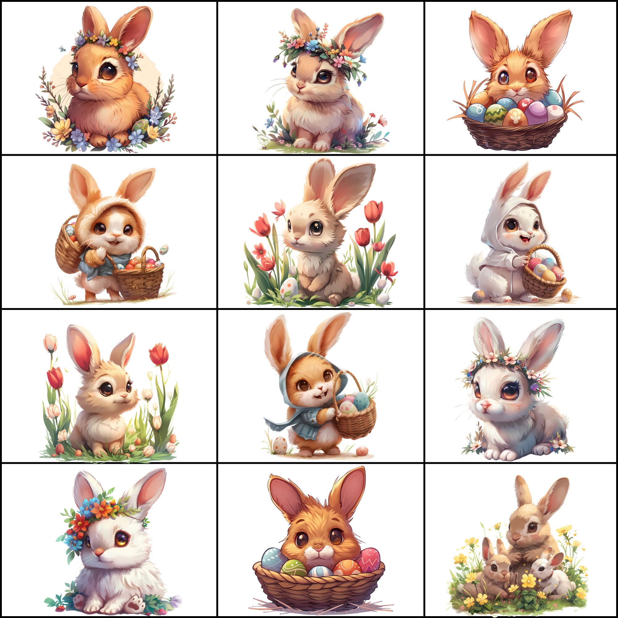 15 Watercolor Bunny Clipart, Cute Bunny PNG, High-quality, Spring Bunny ...
