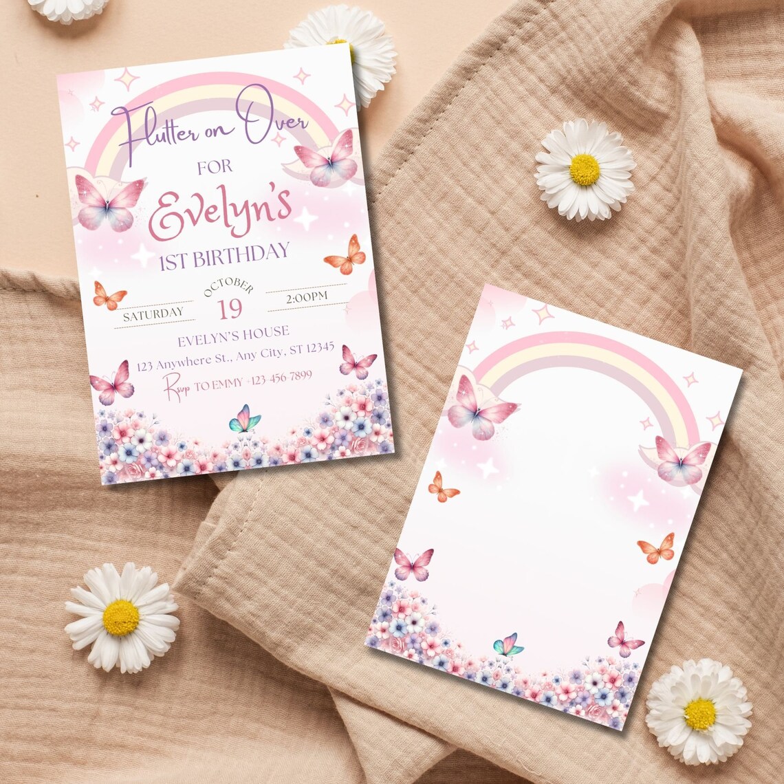 Butterfly Birthday Invitation, Pink Butterfly Party Invite, Butterfly ...