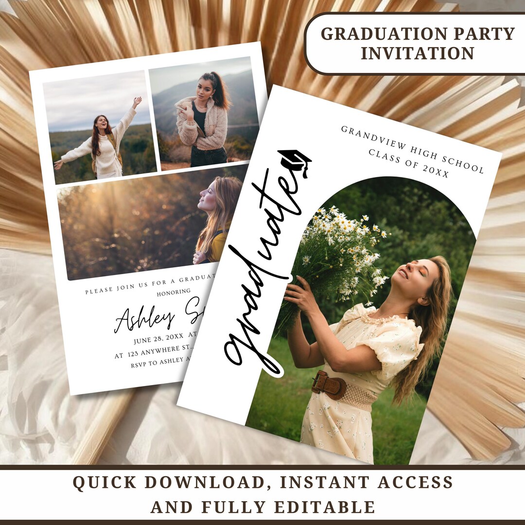 Modern Graduation Announcement Card: Class of 2026 Multiple Photo ...