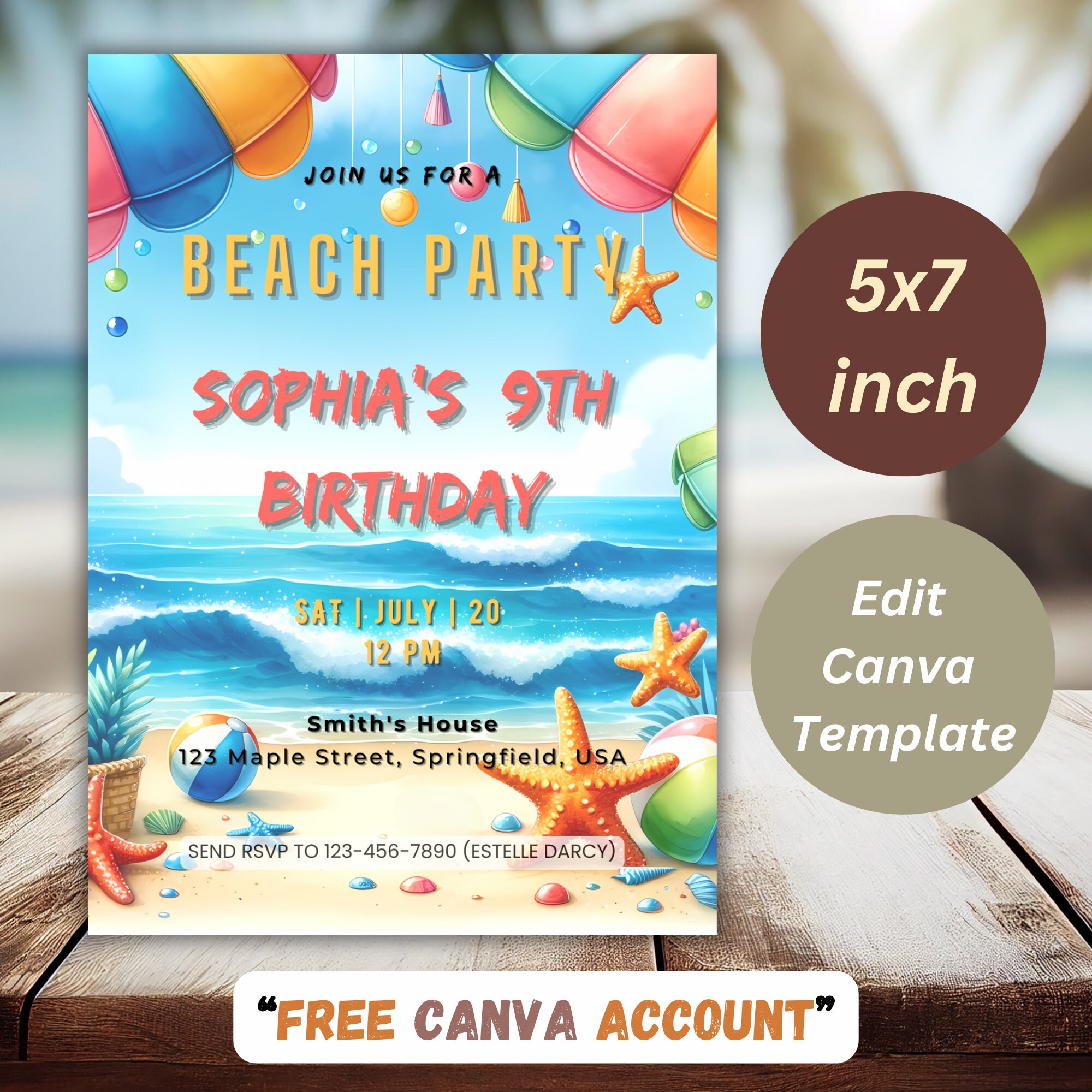 Beach Birthday Party Invitation, Beach Invite Summer Beach Party ...