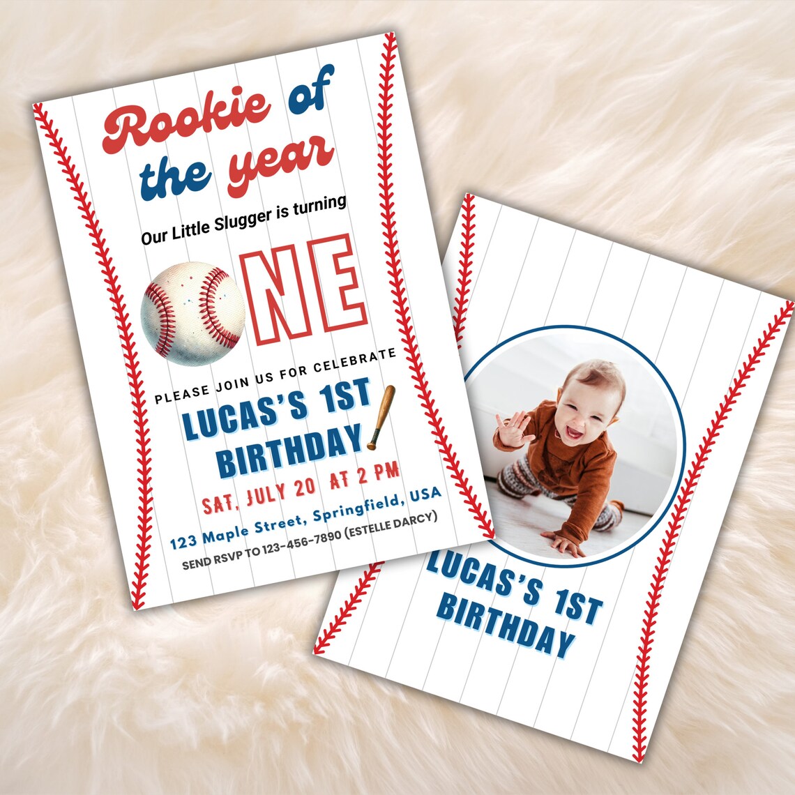 Editable Baseball Birthday Invite, Baseball First Birthday Invite ...