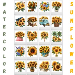 27 Watercolor Sunflower Clipart Summer Flower PNG, Sunflower Decor ...