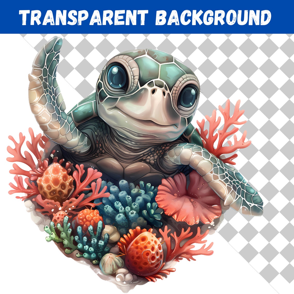 16 Watercolor Sea Turtle Clipart in Heart Shape, Summer Clipart, Ocean ...