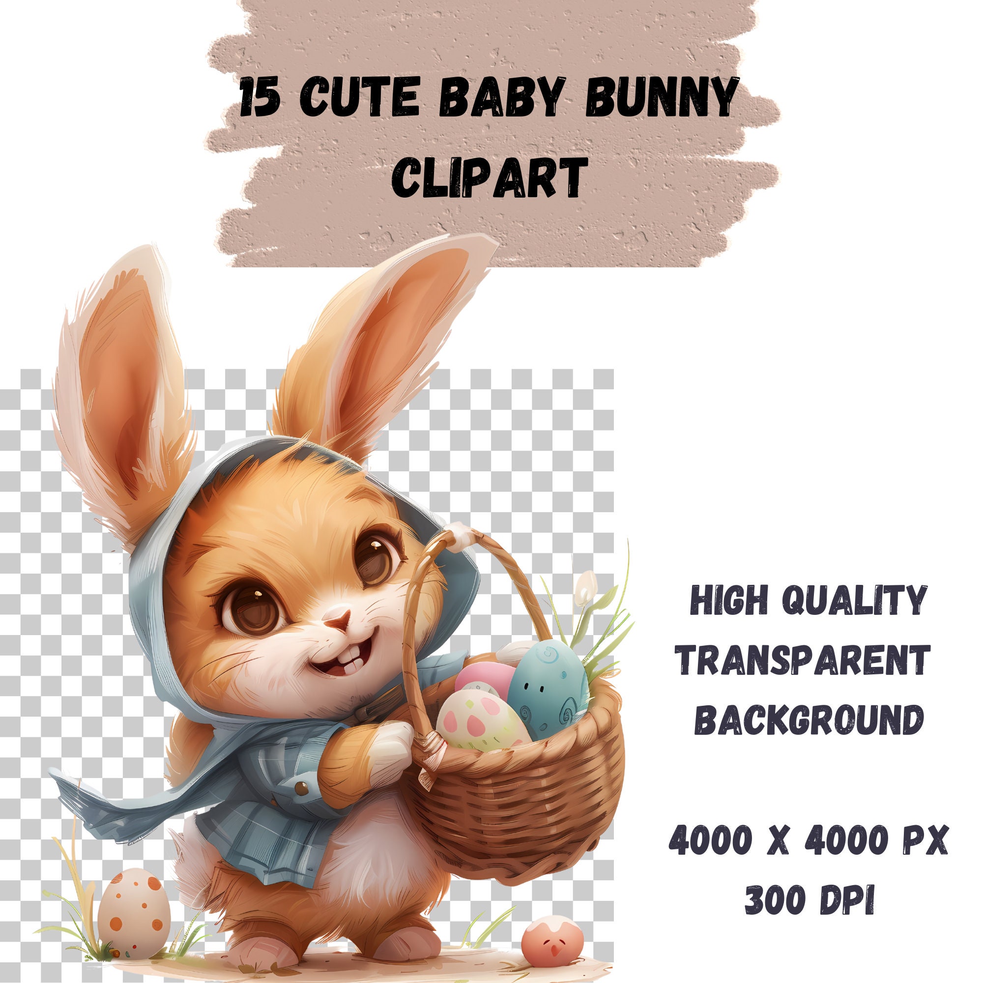 15 Watercolor Bunny Clipart, Cute Bunny PNG, High-quality, Spring Bunny ...