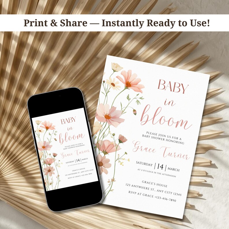Baby in Bloom Baby Shower Invitation: Floral Baby Shower Invite ...