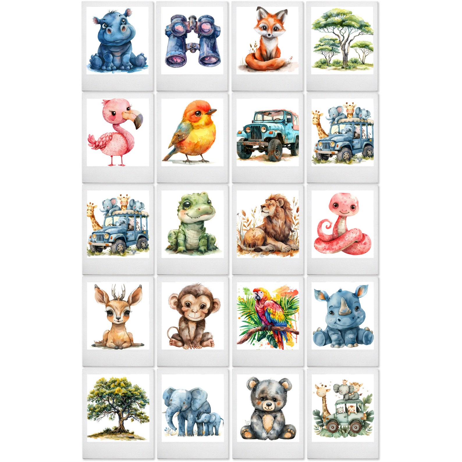35 Watercolor Safari Animals Clipart Jungle Adventure Clipart Baby ...