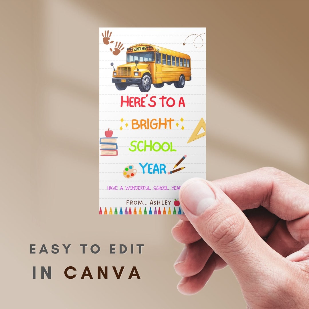 Back to School Gift Tags, First Day of School Gift Tags, Here's to a ...