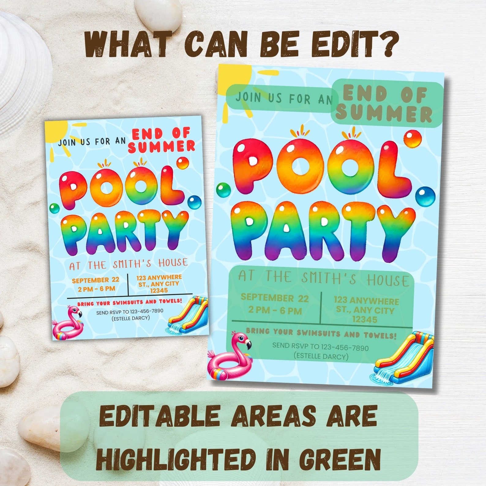 End of Summer Party, Pool Party Invite, Back to School Party, Goodbye ...
