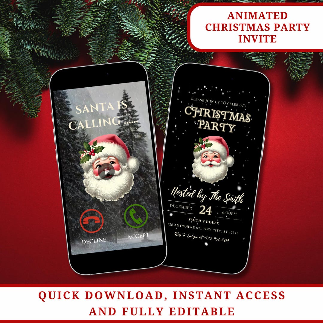 Digital Christmas Party Video Invitation: Animated Christmas Party ...