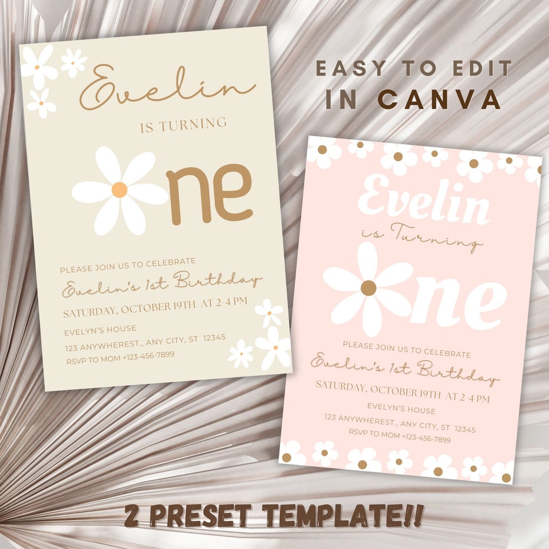 Daisy Birthday Invitation, Daisy First Birthday Girl Invite Boho Daisy ...