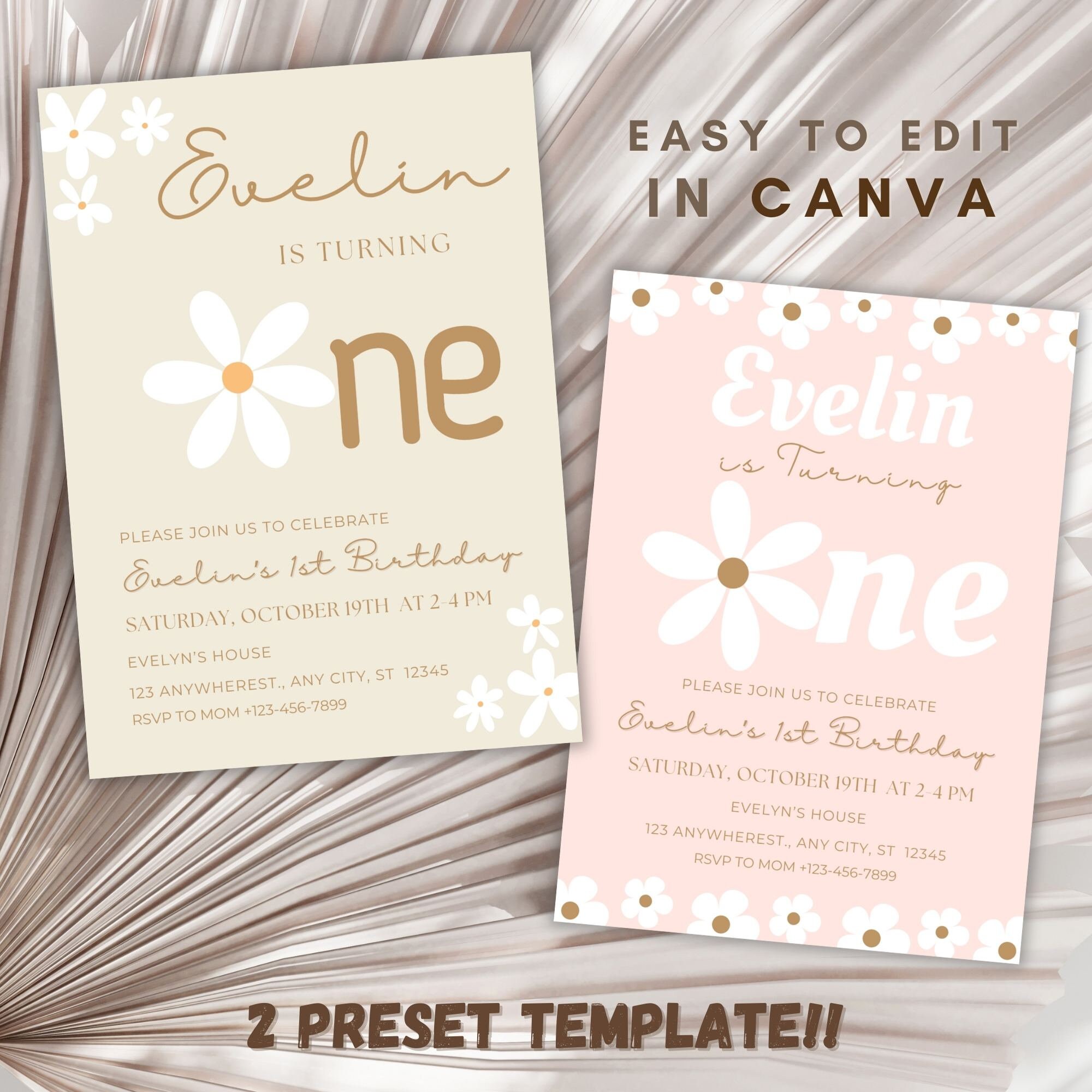 Daisy Birthday Invitation, Daisy First Birthday Girl Invite Boho Daisy ...