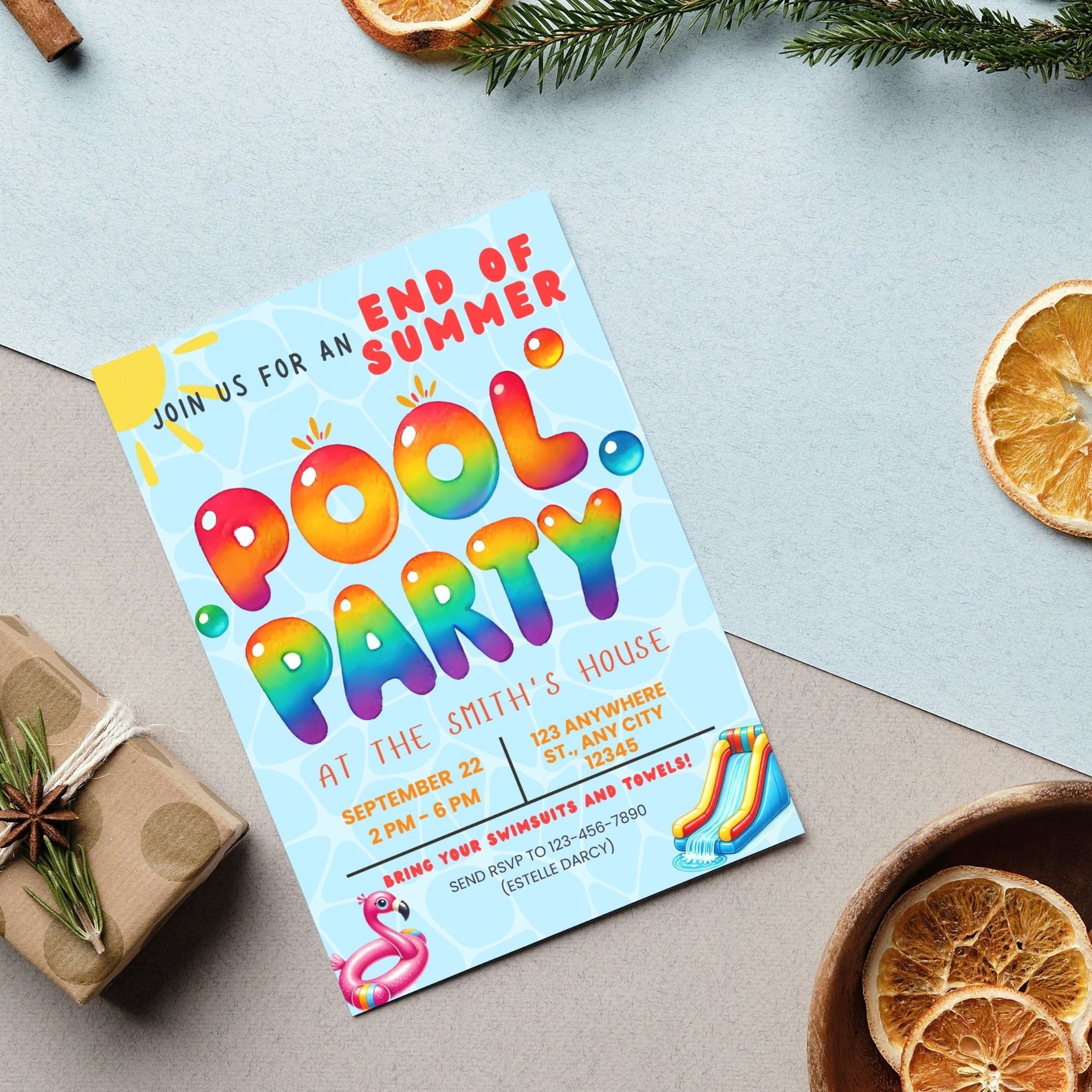End of Summer Party, Pool Party Invite, Back to School Party, Goodbye ...