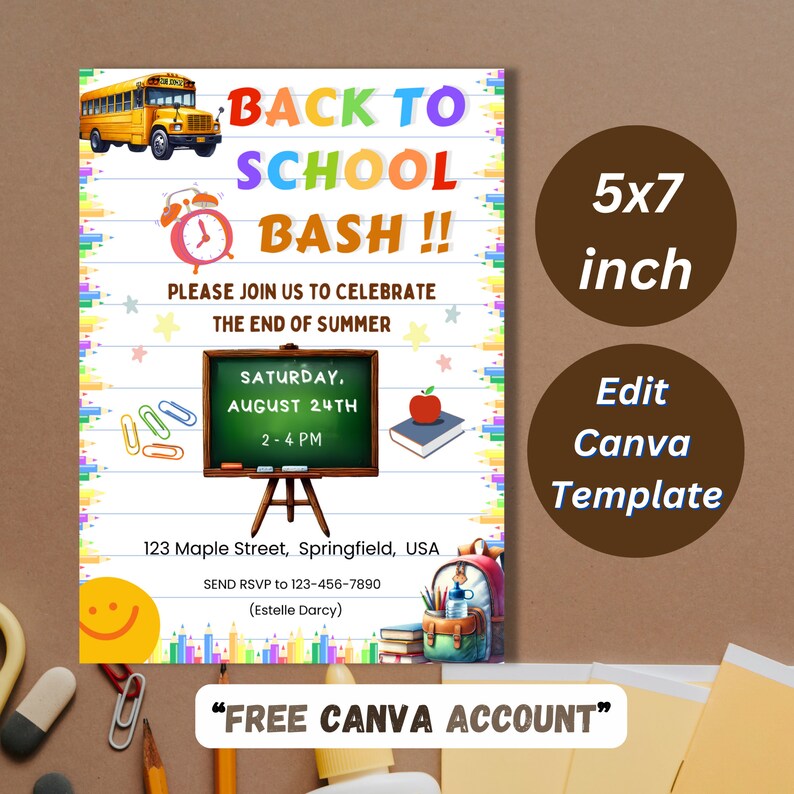 Back to School Invitation, End of Summer Party, Preschool Kindergarten ...