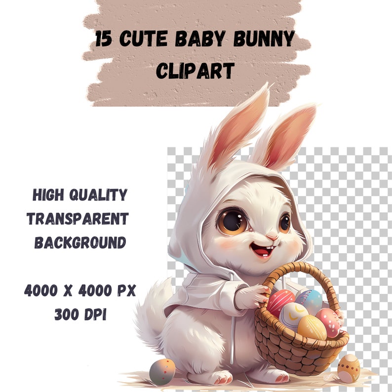 15 Watercolor Bunny Clipart, Cute Bunny PNG, High-quality, Spring Bunny ...