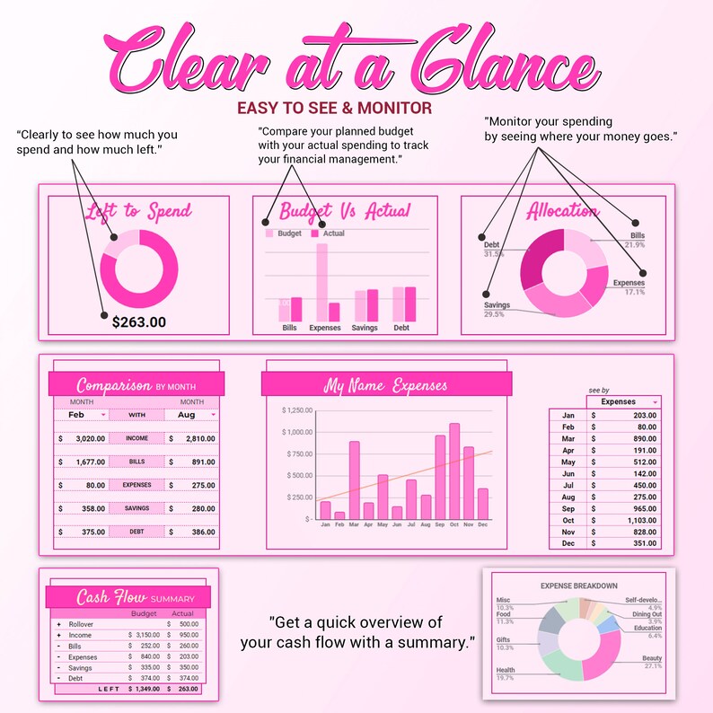 Pink Ladies Budget Planner: Annual Google Sheets Template (digital ...