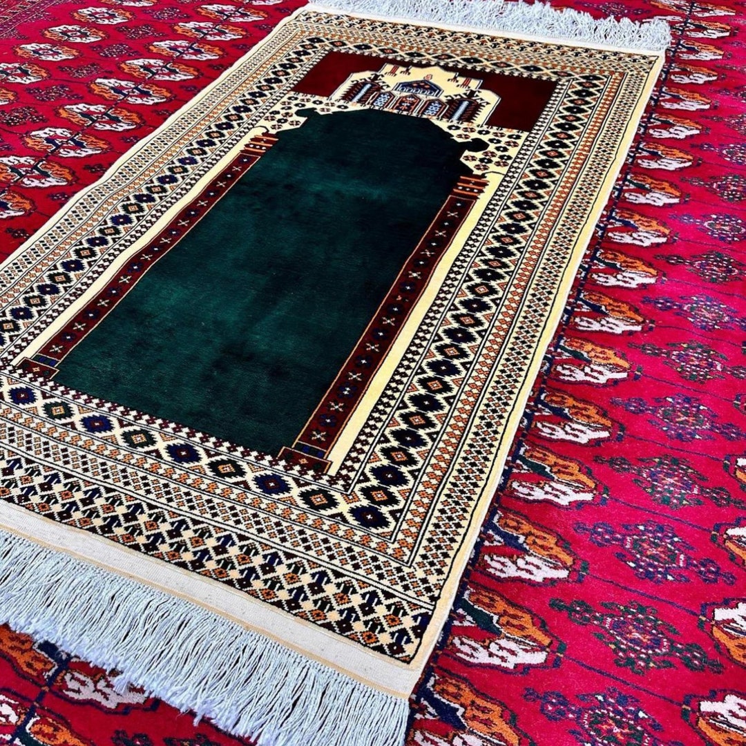Silk Prayer Rug/green Silk Prayer Rug/ Luxury Muslim Prayer Rug ...