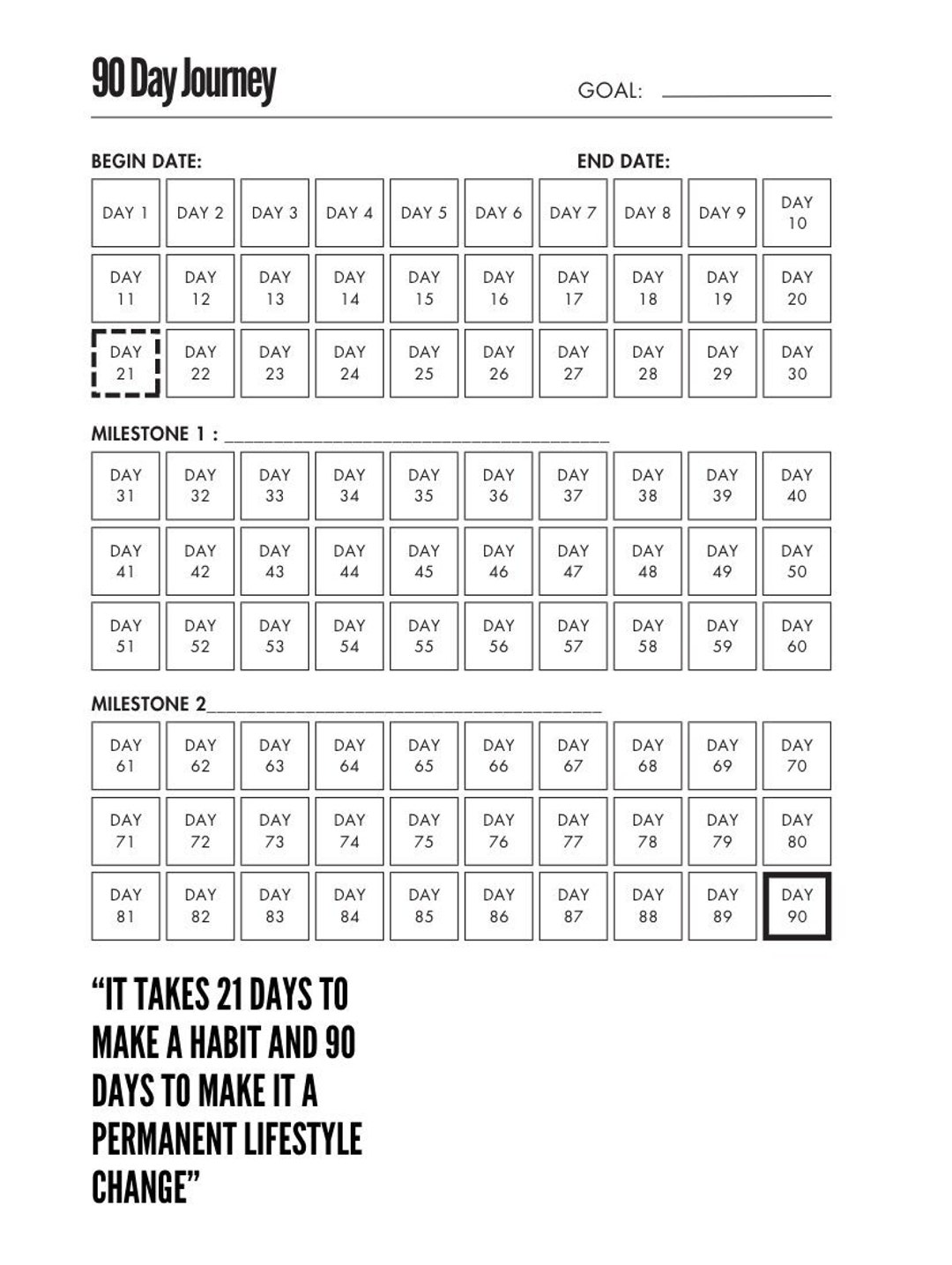 90 Day Habit Tracker Printable PDF - Etsy