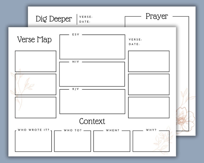 Floral Verse Map Printable - PDF and Canva Template - Etsy