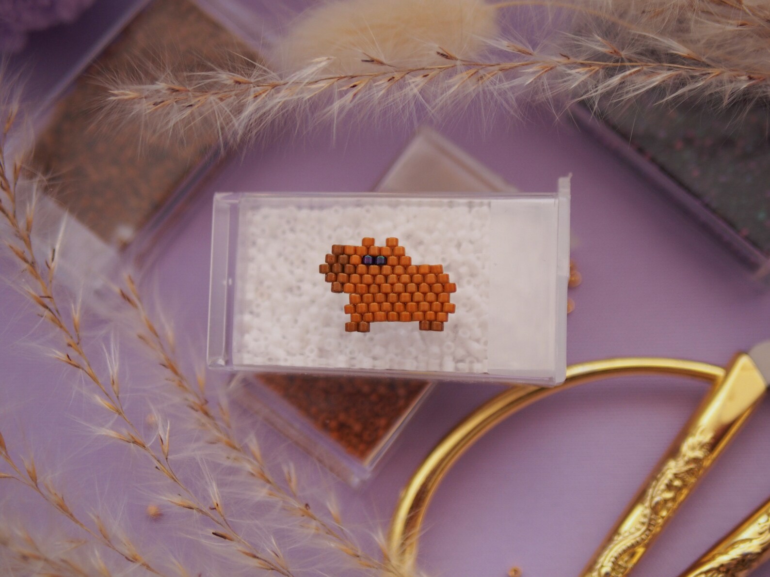 Capybara Brick Stitch Pattern, Cute Capy Peyote Stitch Earrings, Mini ...