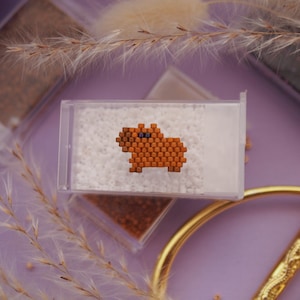 Capybara Brick Stitch Pattern, Cute Capy Peyote Stitch Earrings, Mini ...