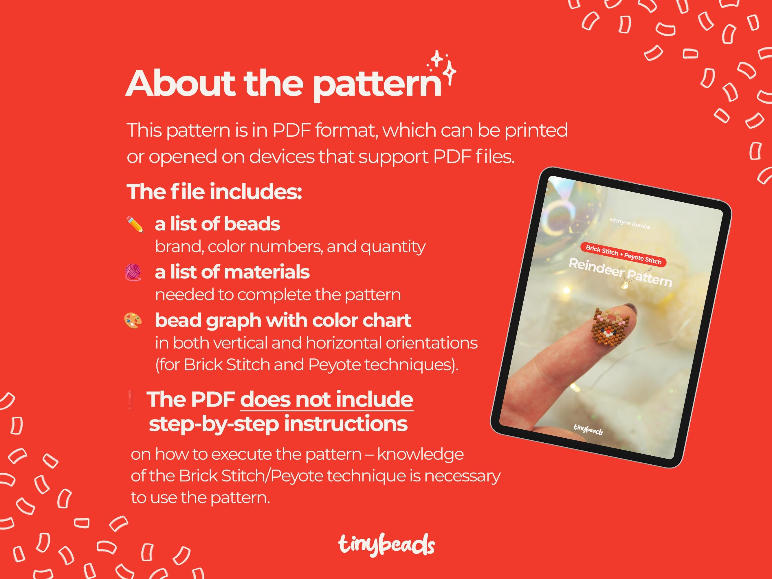 Reindeer Brick Stitch Pattern, Christmas Peyote Stitch Earrings, Winter ...