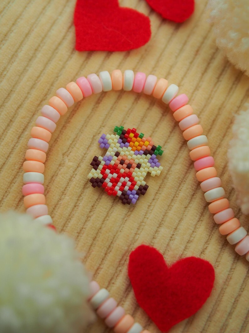 Highland Cow Brick Stitch Pattern for Valentine’s Day Ita Bag Charm or Cattle Heart Peyote ...