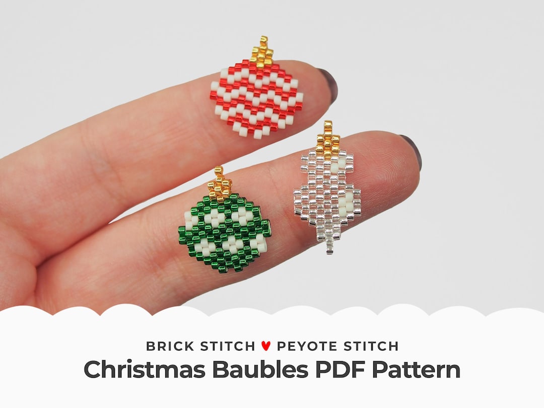 Mini Baubles Brick Stitch Pattern, Christmas Peyote Stitch Earrings ...