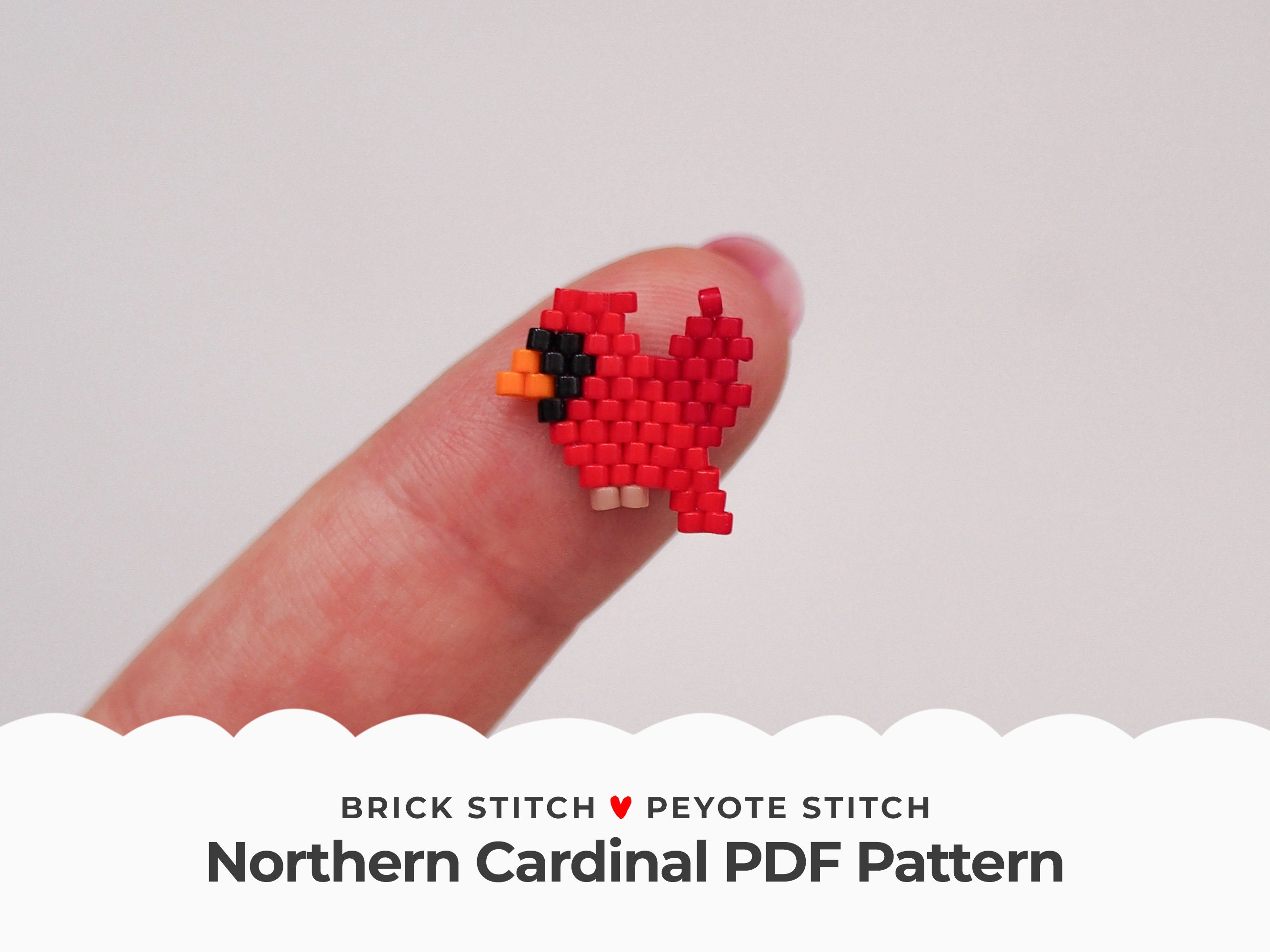 Northern Cardinal Parrot Brick Stitch Pattern, Mini Red Bird Peyote ...