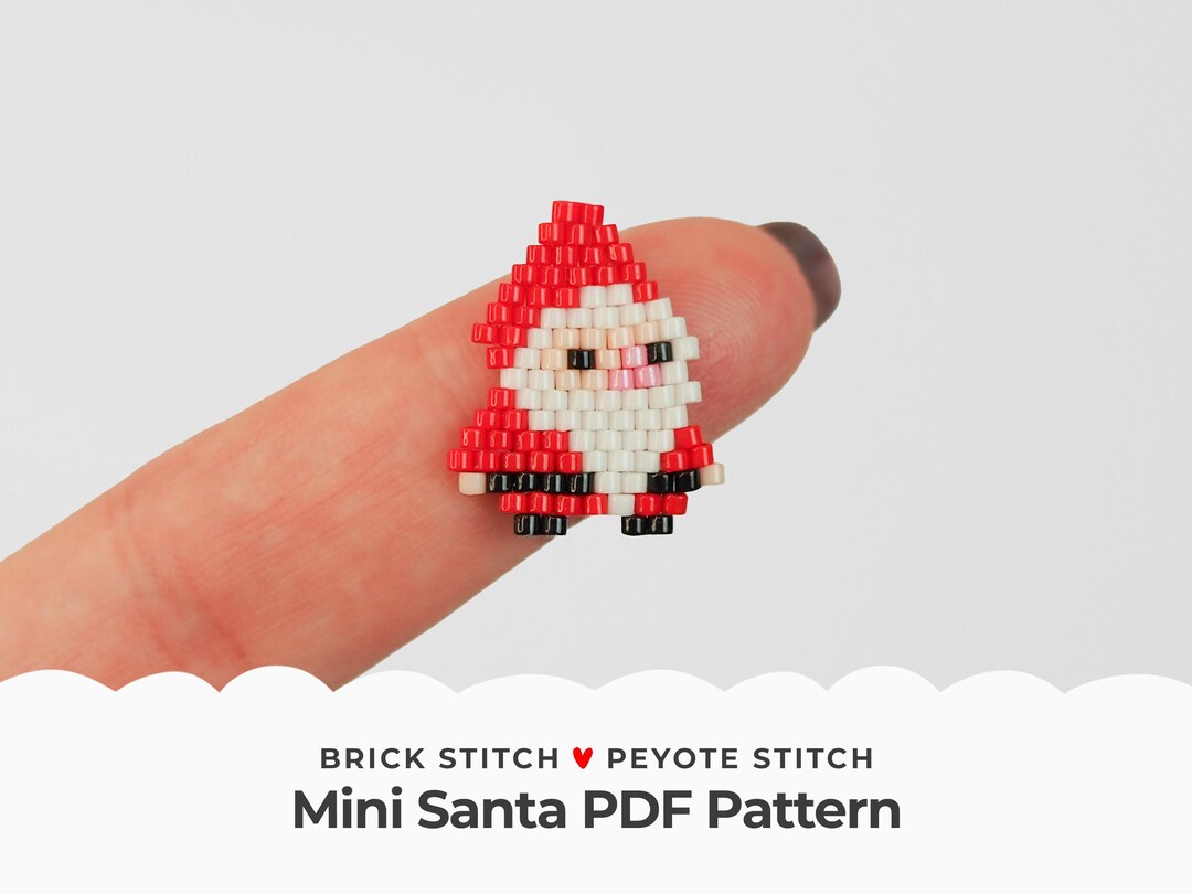 Mini Santa Brick Stitch Pattern, Christmas Peyote Stitch Earrings ...