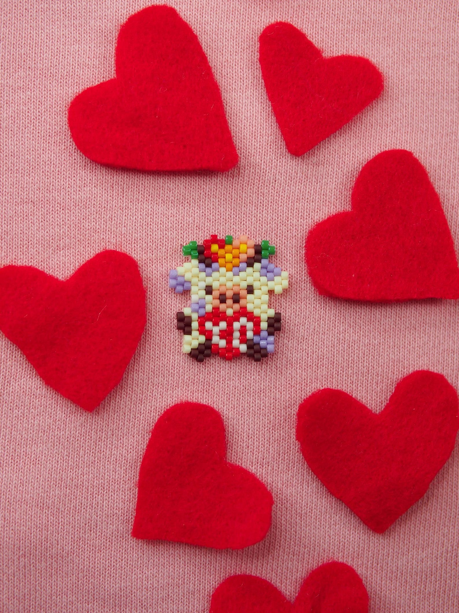 Highland Cow Brick Stitch Pattern for Valentine’s Day Ita Bag Charm or Cattle Heart Peyote ...